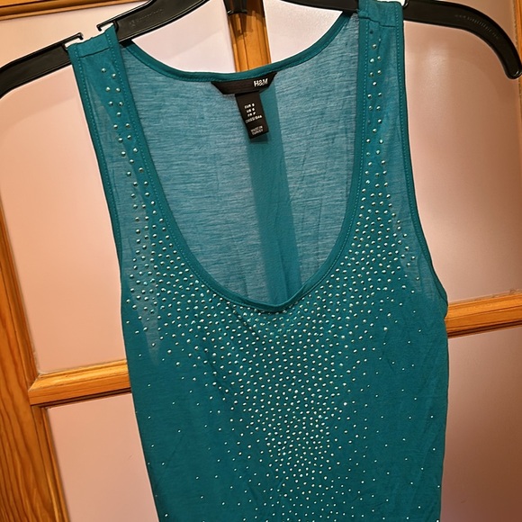 Tops | Bejeweled Turquoise Tank Top | Poshmark
